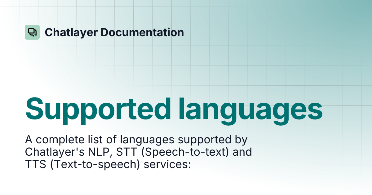 Supported languages | Chatlayer Documentation