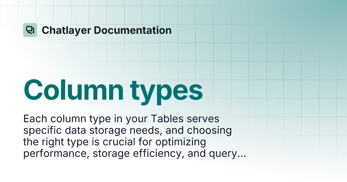 Column types | Chatlayer Documentation