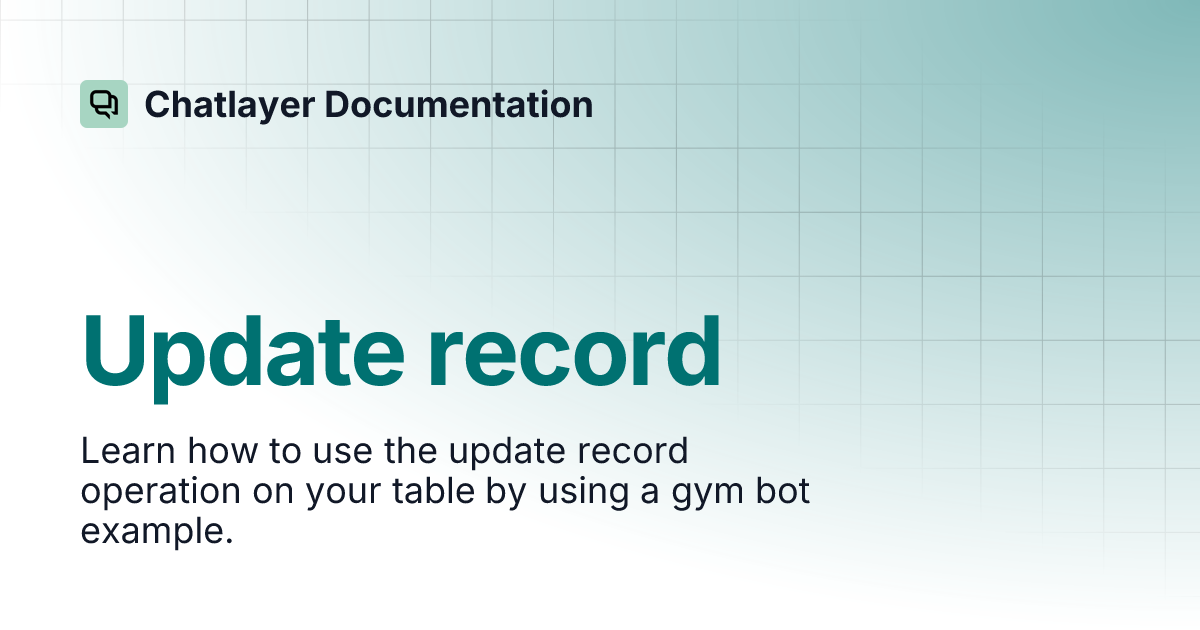 Update record | Chatlayer Documentation