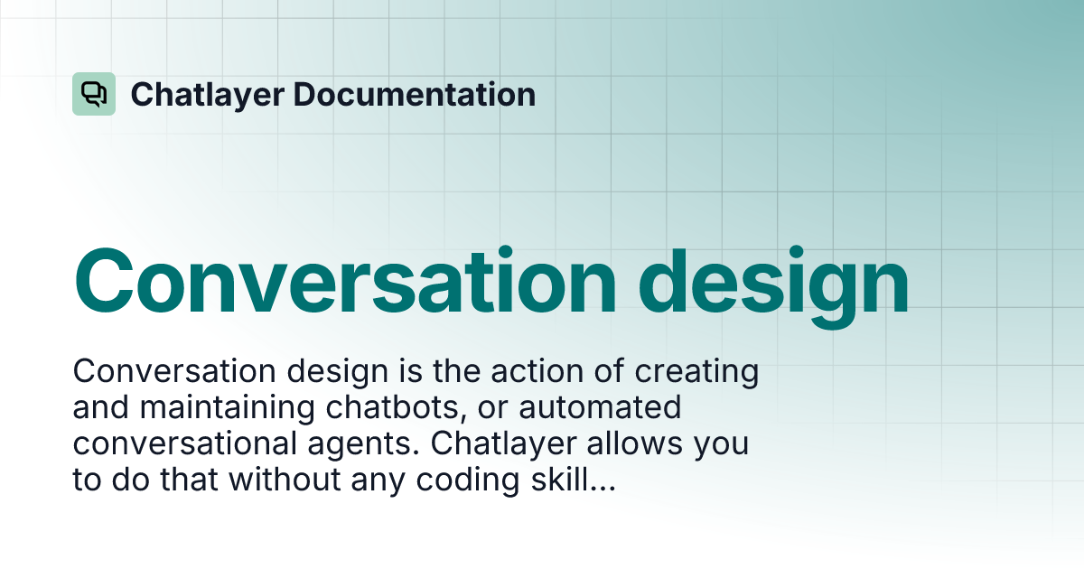 Conversation design | Chatlayer Documentation