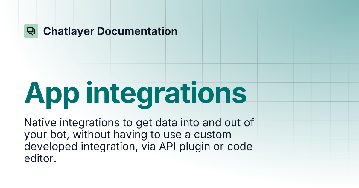App integrations | Chatlayer Documentation
